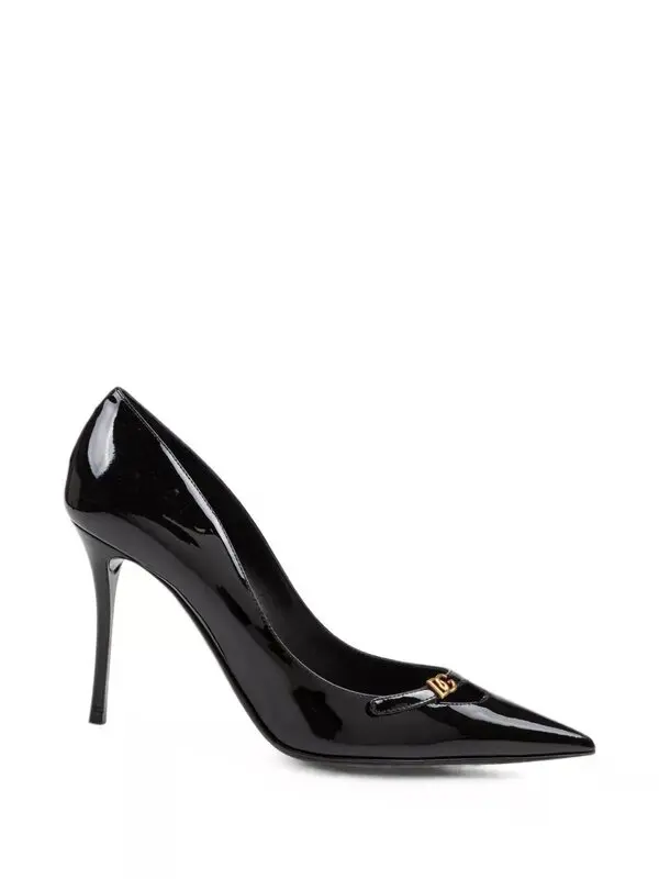 Dolce & Gabbana Dg-logo Leather Heeled Pumps - Black