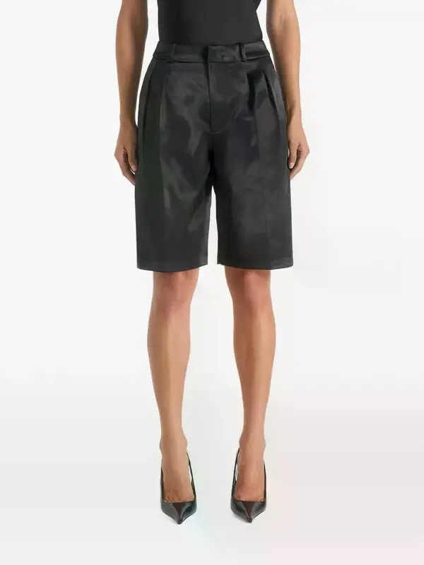 Manière De Voir Twin Pleat Satin Shorts - Black