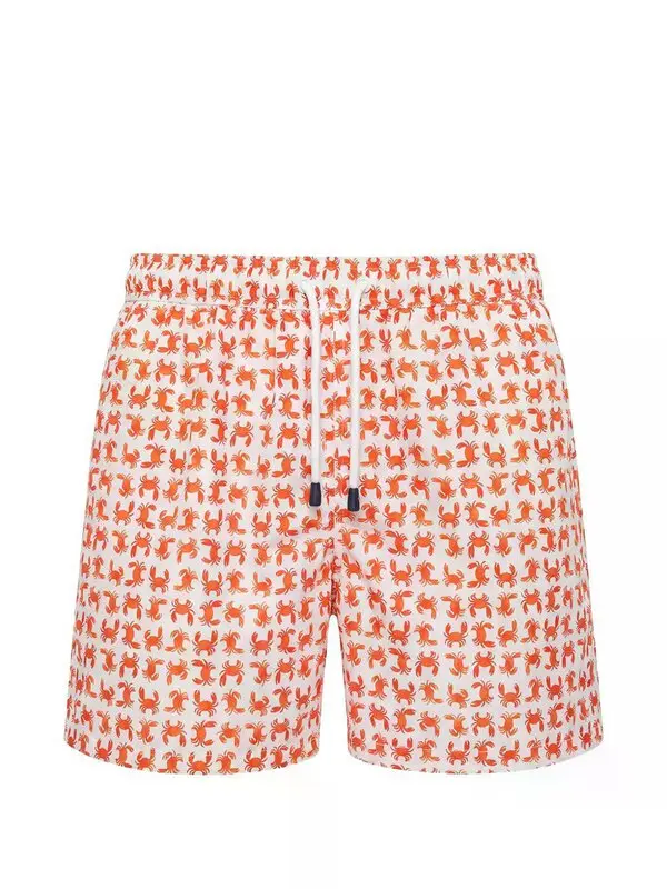 Fedeli Madeira Crab-print Swim Shorts - White