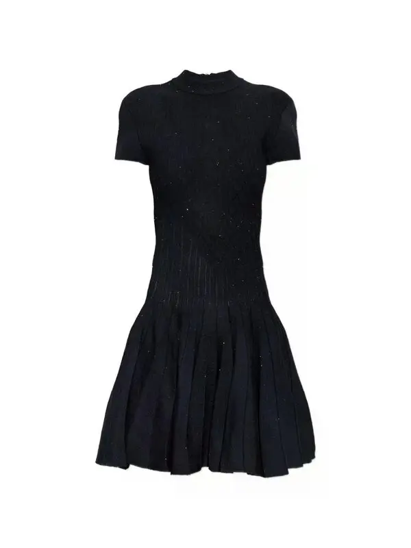 Balmain Sequin Embellished Pleated Mini Dress - Black