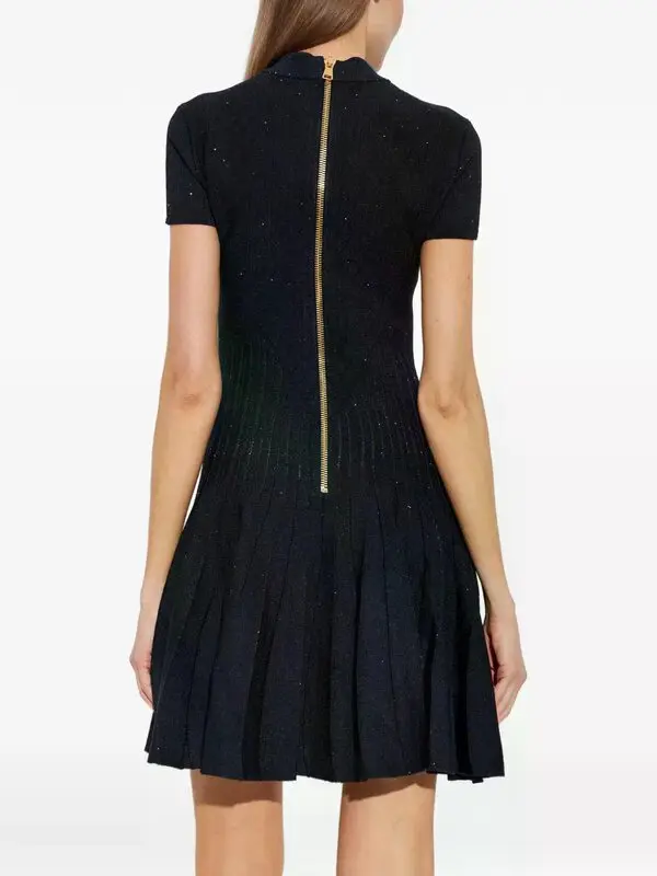 Balmain Sequin Embellished Pleated Mini Dress
