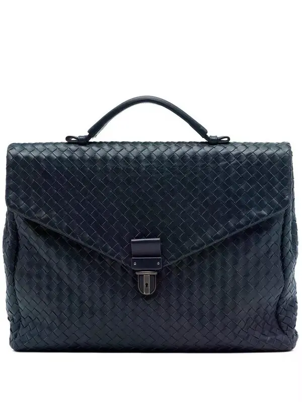 Bottega Veneta 2012-2026 Nappa Intrecciato Briefcase Business Bag - Blue
