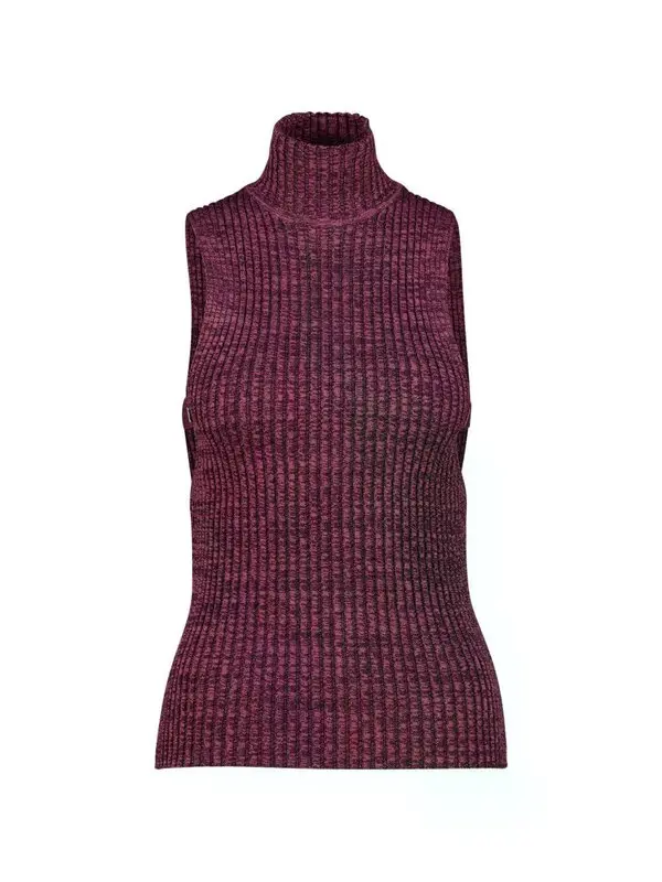 Rabanne Ribbed Knit High-neck Sweater - Purple