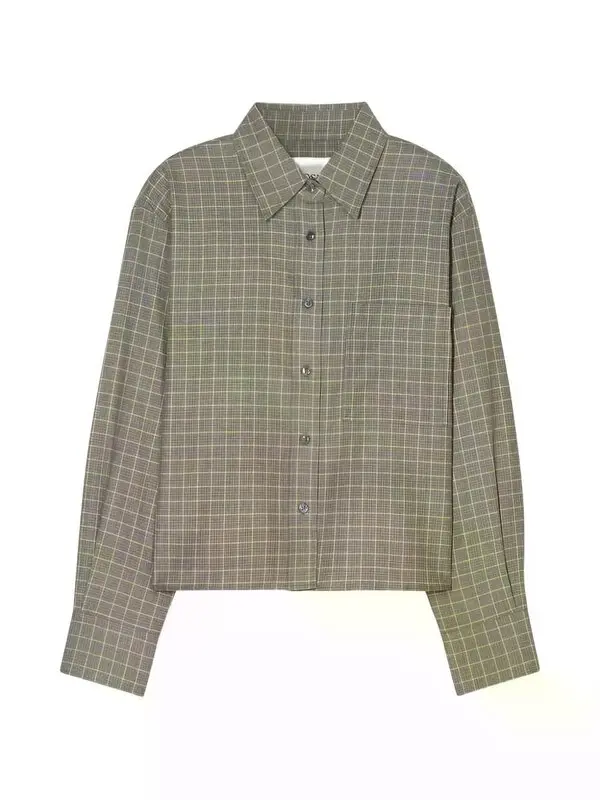 Closed Checked Cropped Shirt - Green