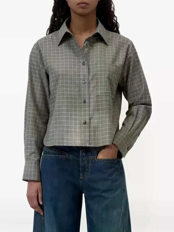 Closed Checked Cropped Shirt