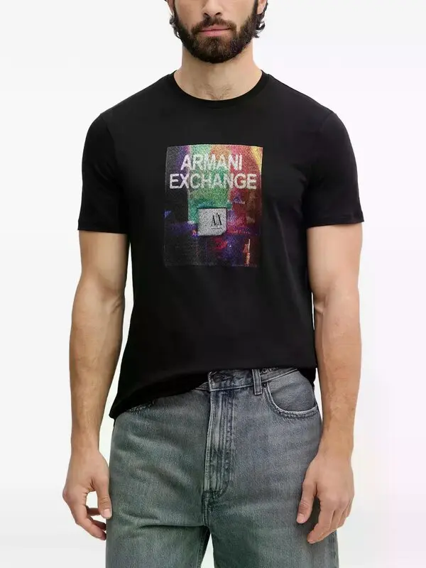 Armani Exchange Graphic-print Logo-patch T-shirt - Black