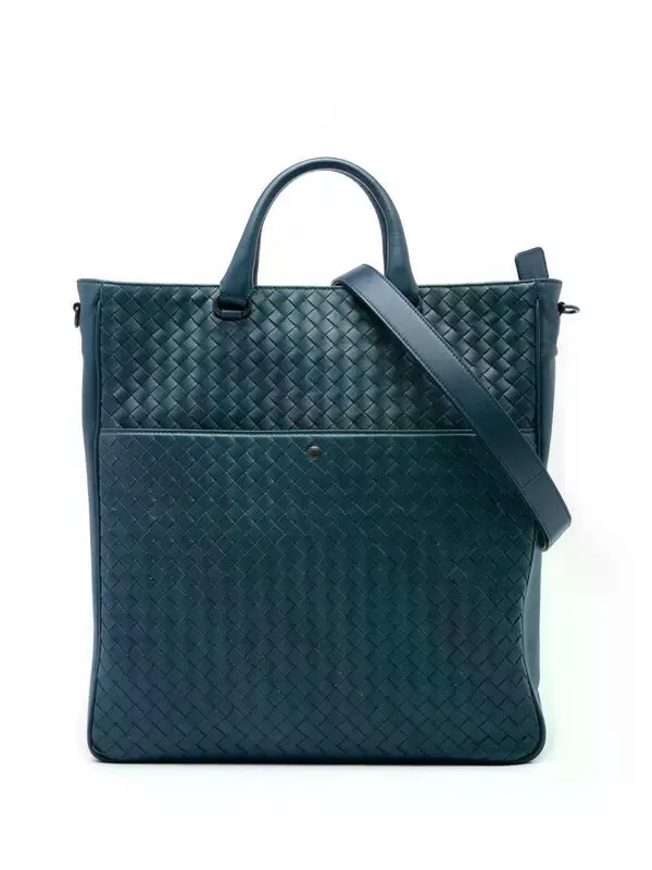 Bottega Veneta 2012-2026 Nappa Intrecciato Vn Convertible Satchel - Blue