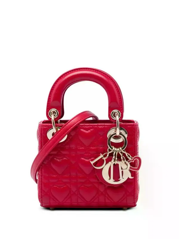 Dior Micro Lambskin Cannage Lady Satchel - Red