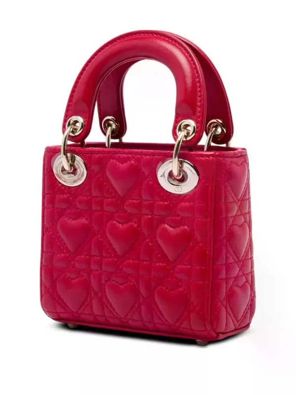 Dior Micro Lambskin Cannage Lady Satchel - Red