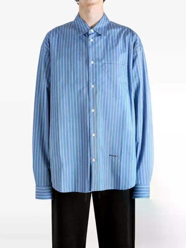 Marni Vertical-stripe Long-sleeve Shirt - Blue