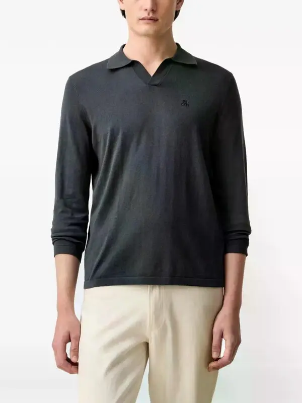 Marc O'polo Logo-embroidered Polo-collar Sweater - Grey