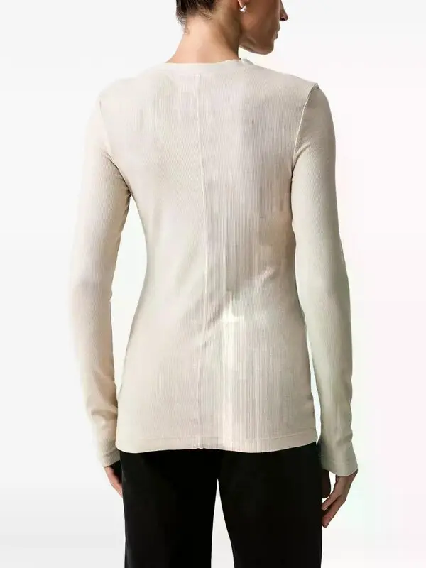 Marc O'polo Ribbed Knit Long Sleeve T-shirt - Neutrals