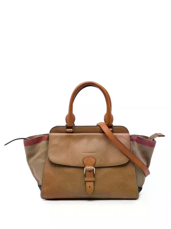Burberry 2000-2017 Leather And House Check Canvas Harcourt Satchel