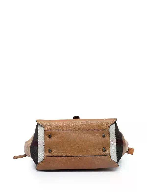 Burberry 2000-2017 Leather And House Check Canvas Harcourt Satchel