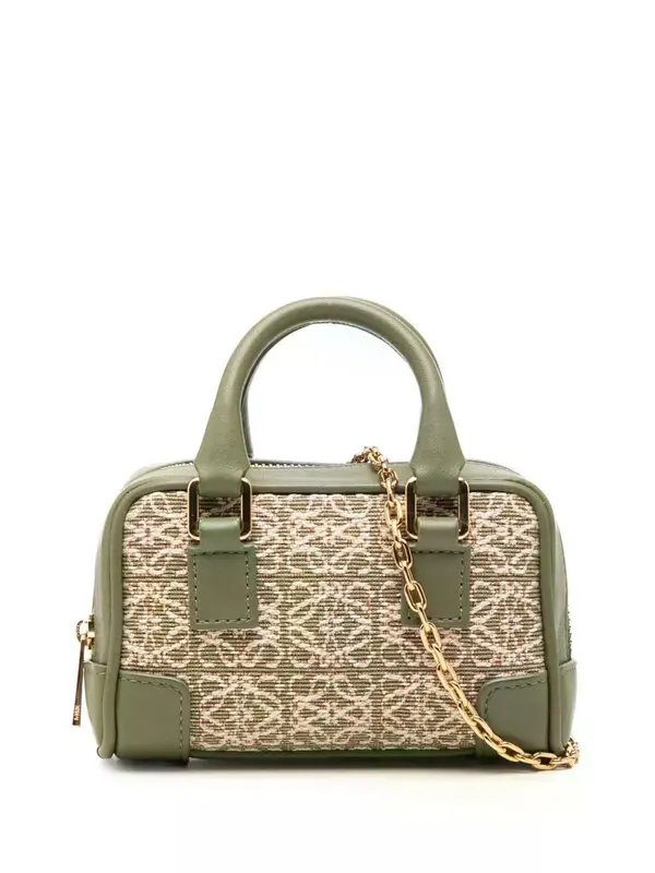 Loewe Nano Anagram Jacquard And Calfskin Amazona Satchel - Green