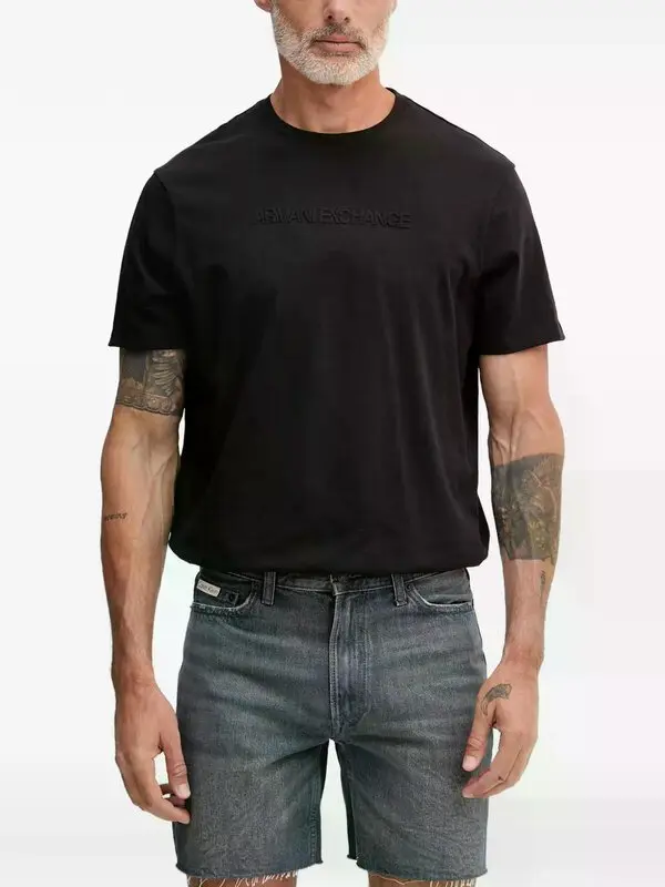 Armani Exchange Logo-embroidered T-shirt - Black