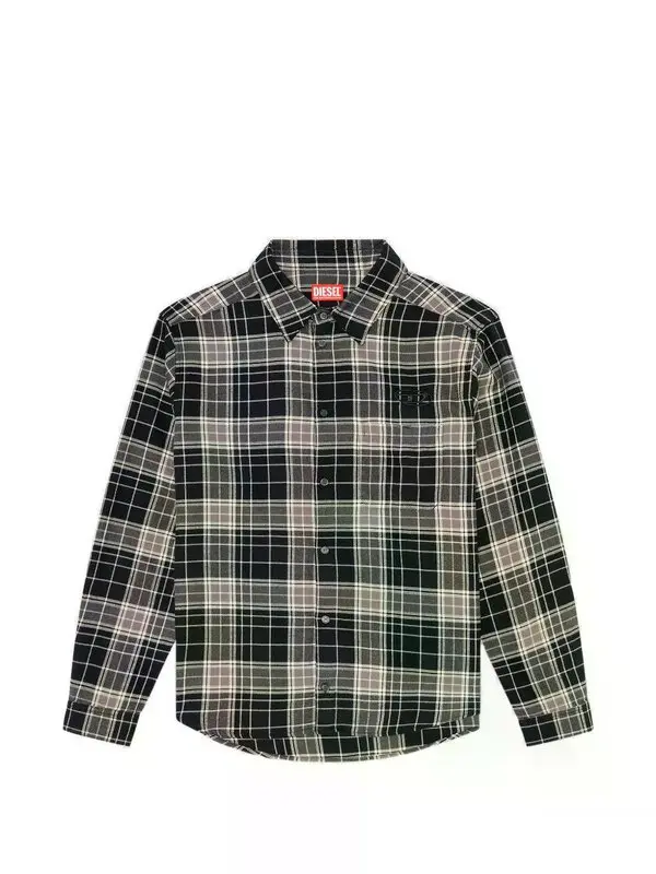 DIESEL® Distressed Shirt In Check Flannel - Black