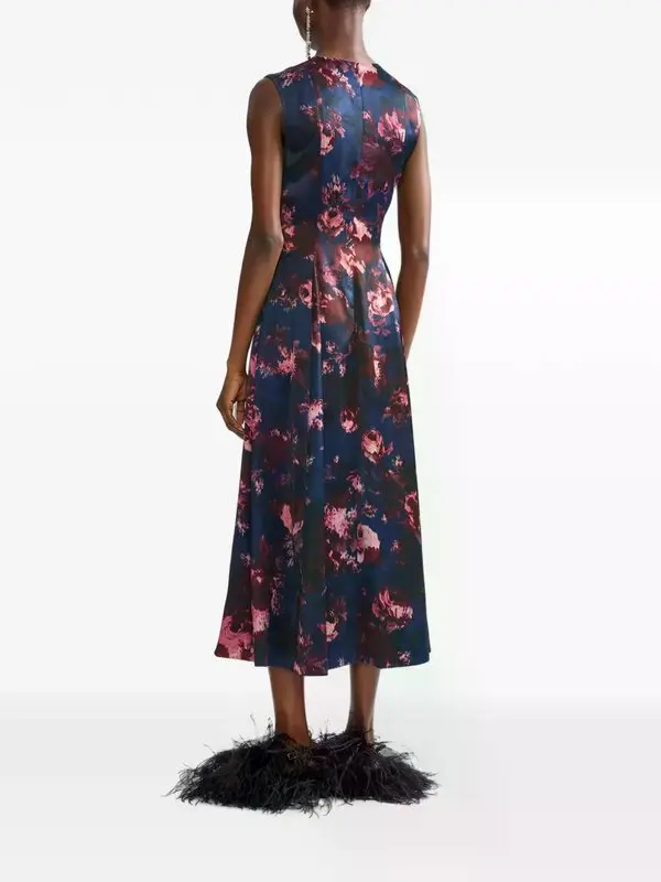 Erdem Floral Print Sleeveless Midi Dress