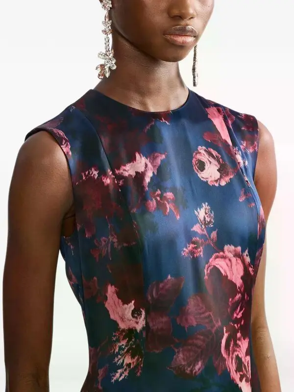 Erdem Floral Print Sleeveless Midi Dress