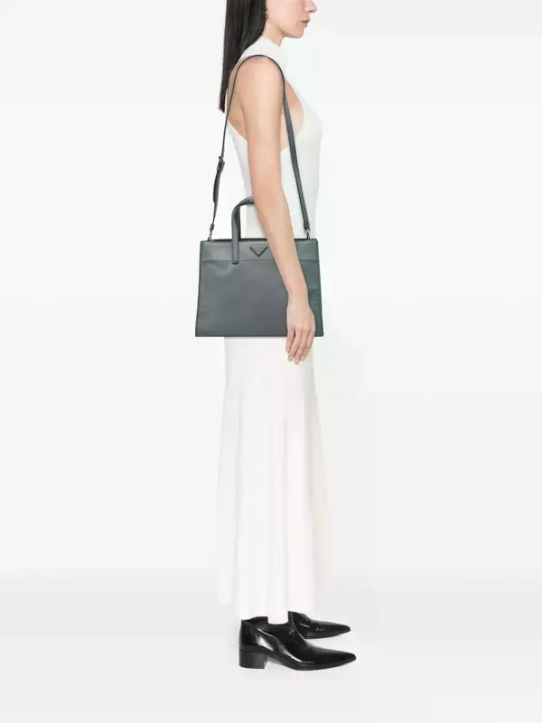 Prada Saffiano Leather Tote Satchel - Grey