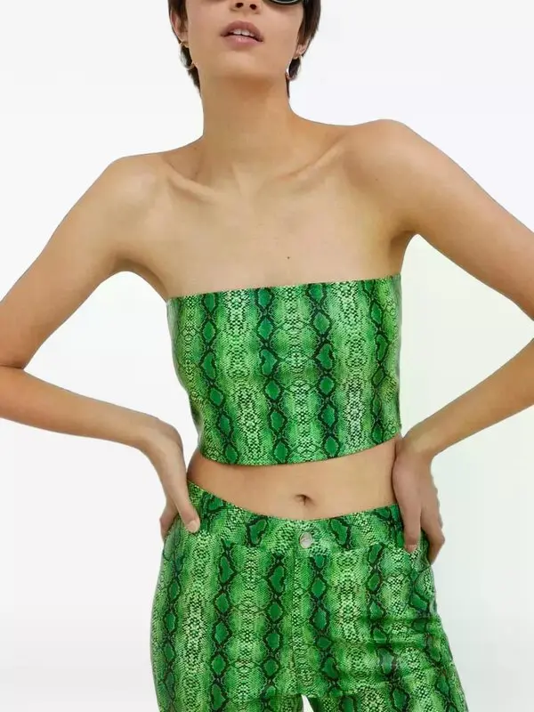 RÉSUMÉ Snake-effect Strapless Cropped Top