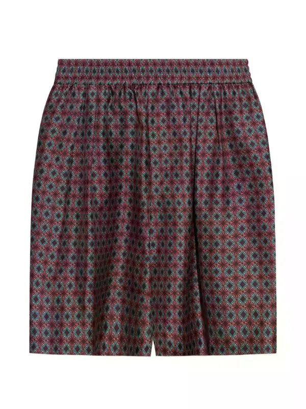Balmain Geometric Pattern Silk Shorts - Red