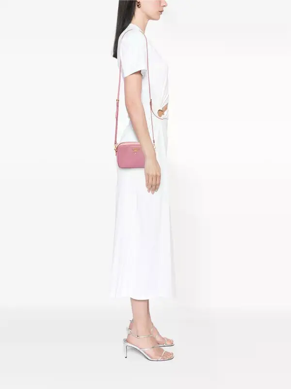 Prada 2010-2026 Mini Saffiano Lux Camera Bag Crossbody Bag - Pink