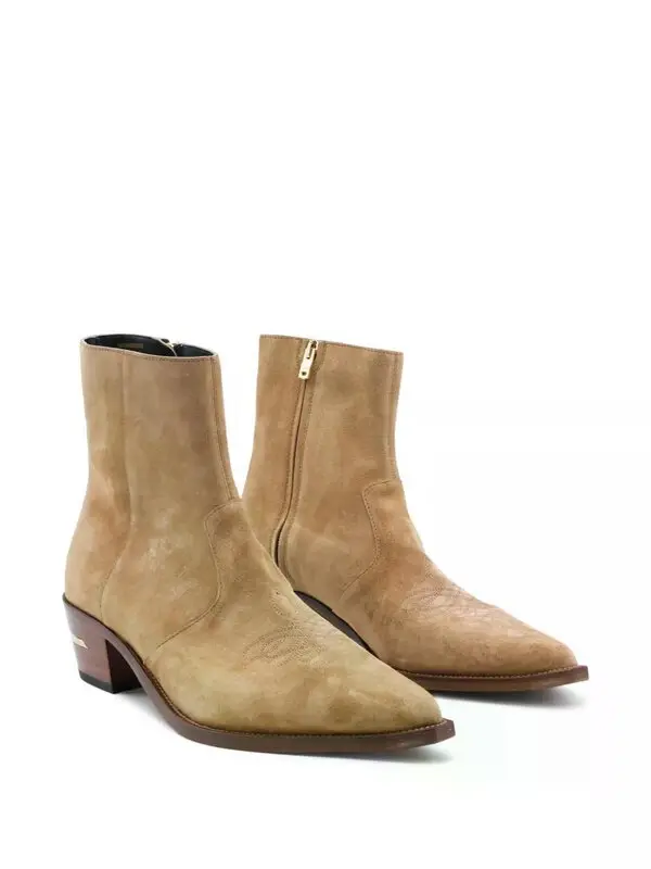 Amiri Suede Ryder Boots With Logo Detail - Neutrals