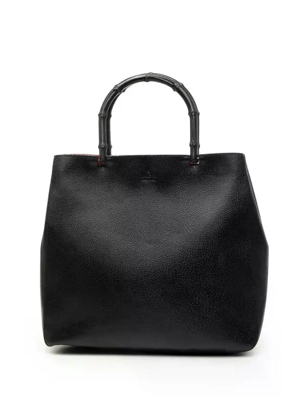 Gucci 1990-2010 Pigskin Bamboo Tote Bag - Black