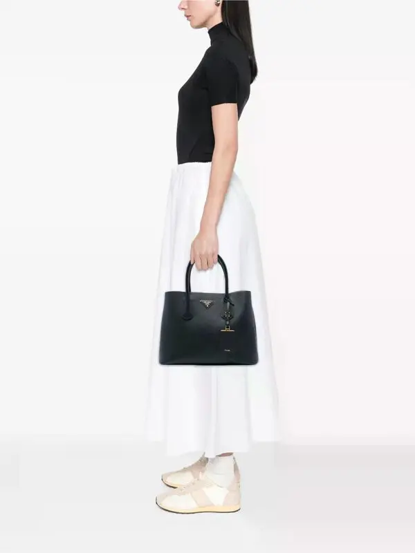 Prada Saffiano Cuir Double Satchel - Black
