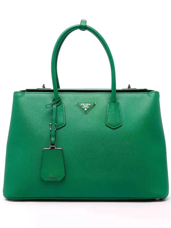Prada Saffiano Leather Turnlock Twin Satchel