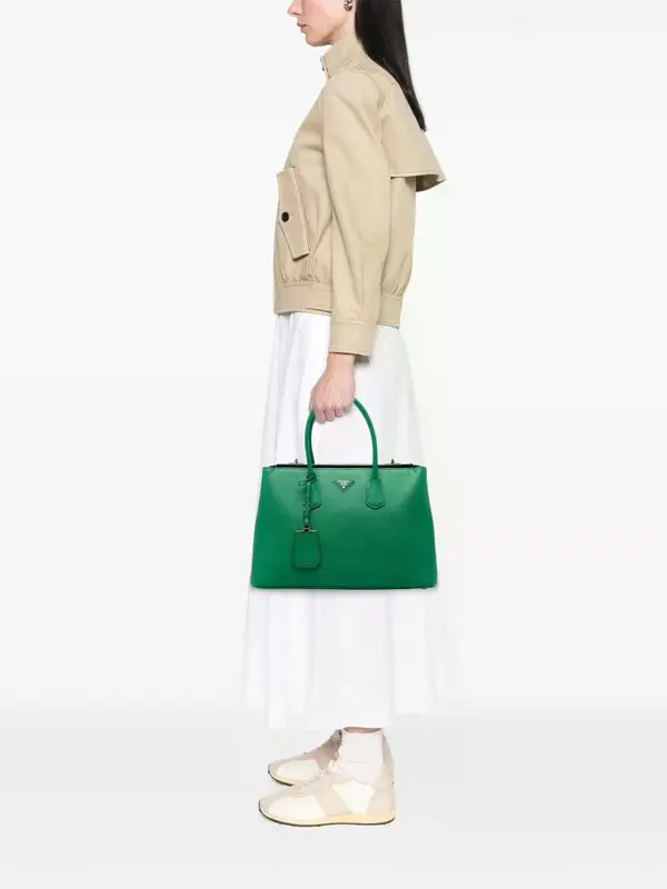 Prada Saffiano Leather Turnlock Twin Satchel
