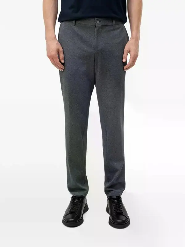 BOSS Slim-fit Trousers In Micro-patterned Fabric - Blue