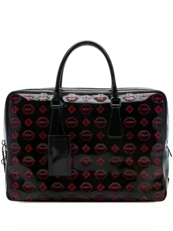 Prada Spazzolato Leather Geometric Applique Briefcase