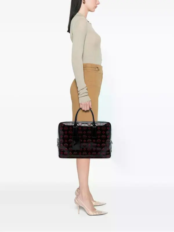 Prada Spazzolato Leather Geometric Applique Briefcase