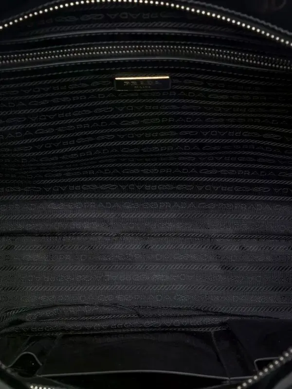 Prada Spazzolato Leather Geometric Applique Briefcase