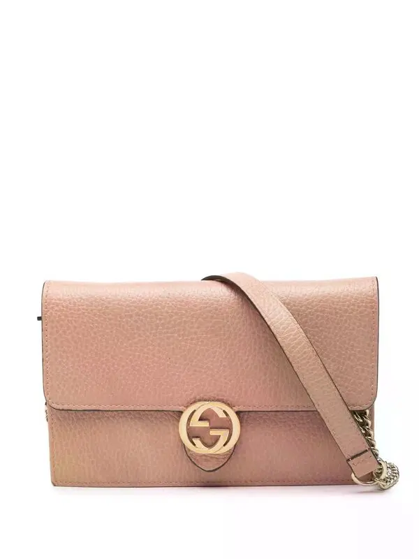 Gucci 2000-2015 Dollar Calfskin Interlocking G Wallet On Chain Crossbody Bag - Brown