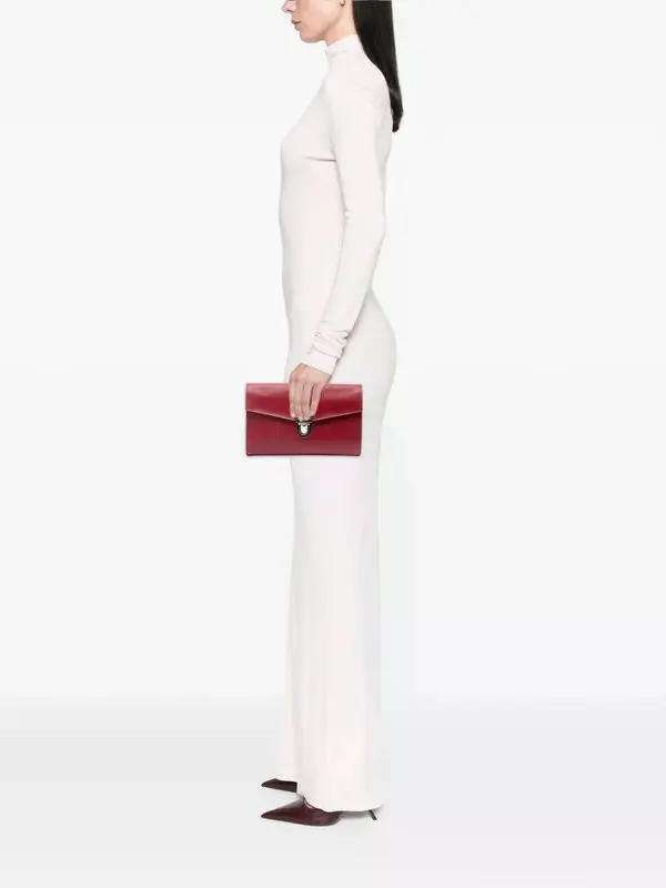 Prada 2013-2026 Saffiano Envelope Pushlock Clutch Bag - Red