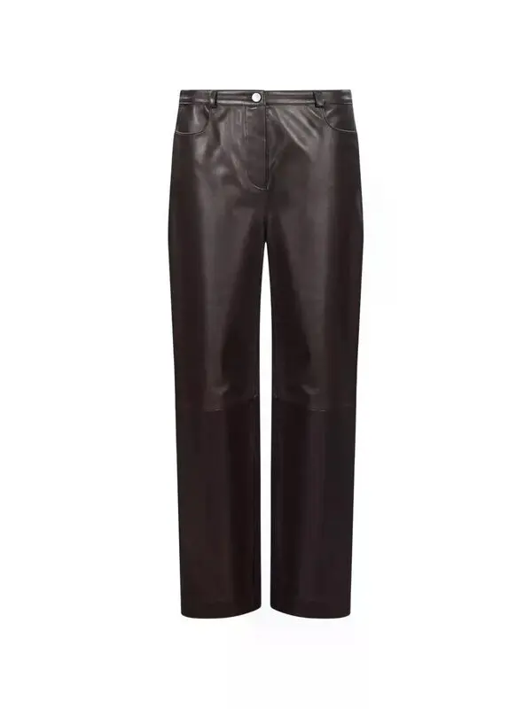 Loulou De Saison Dark Leather Straight Leg Trousers - Brown