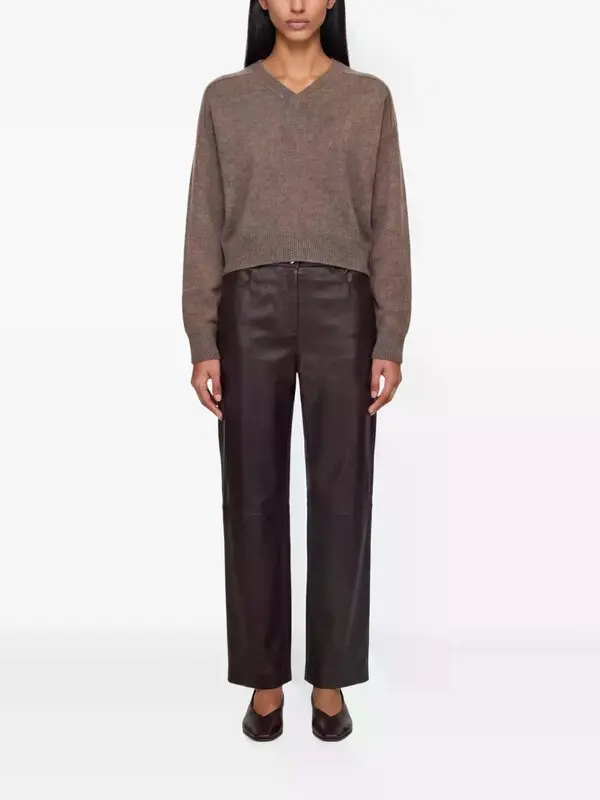Loulou De Saison Dark Leather Straight Leg Trousers