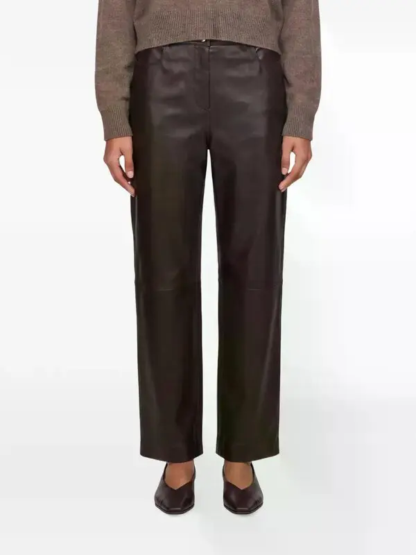 Loulou De Saison Dark Leather Straight Leg Trousers