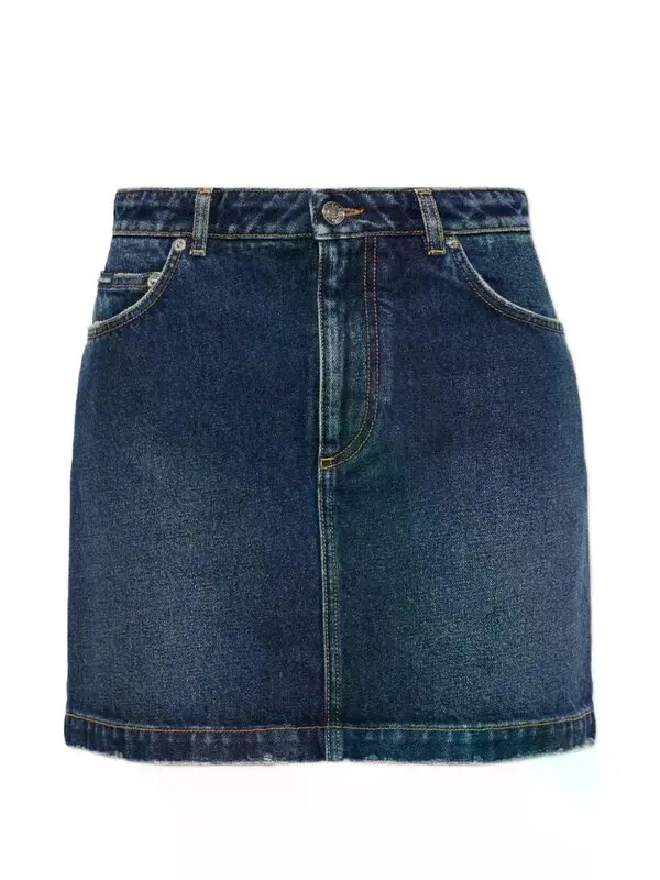 Dolce & Gabbana Logo-plaque Denim Mini Skirt - Blue