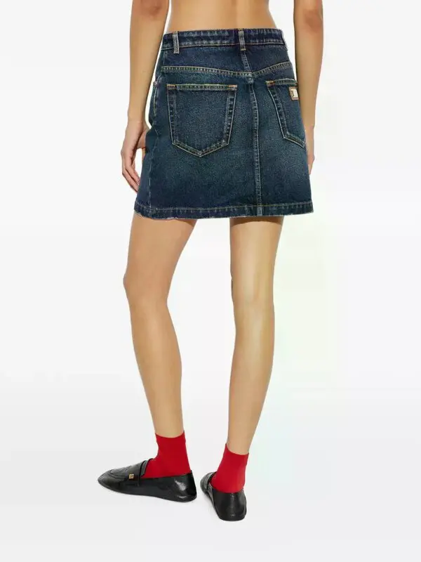 Dolce & Gabbana Logo-plaque Denim Mini Skirt