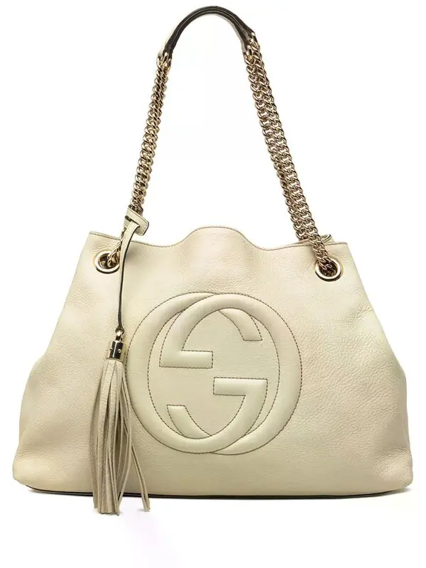 Gucci 2000-2015 Medium Calfskin Soho Chain Tote Bag - White