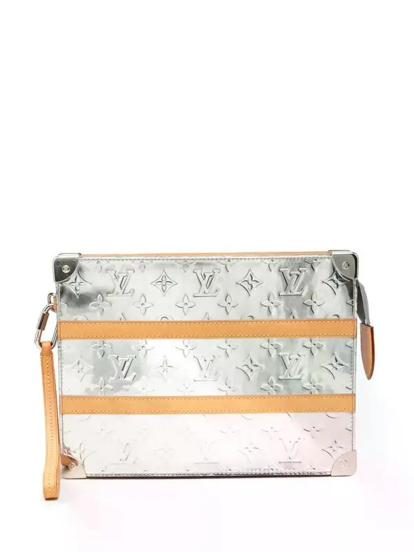 LOUIS VUITTON 2021-2026 Monogram Mirror Trunk Pouch Clutch Bag - Silver