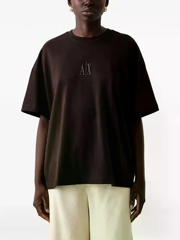 Armani Exchange Embroidered Logo T-shirt - Brown