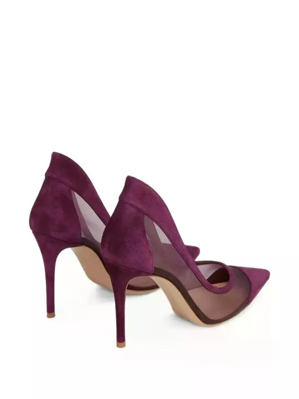GIANVITO ROSSI Mesh-panelled Suede Pumps