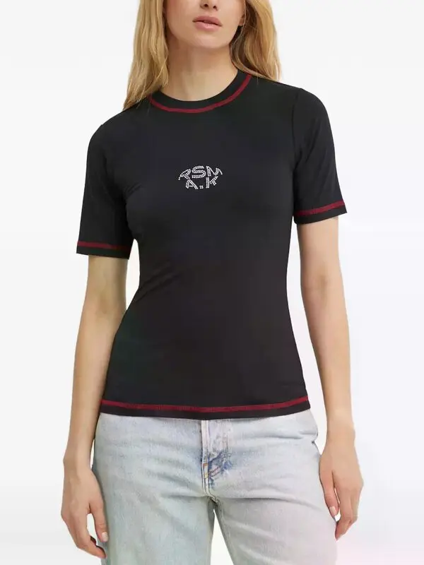 RÉSUMÉ Rhinestone Logo Contrast Stitch T-shirt