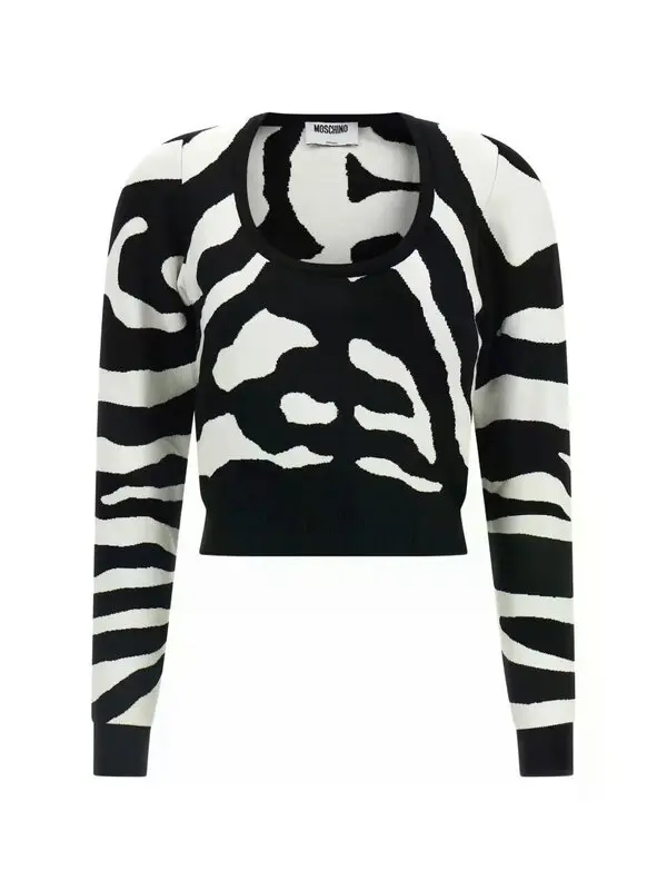 Moschino All-over Zebra Print Inlaid Sweater - Black