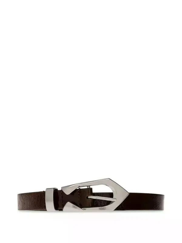 IRO PARIS Geometric Buckle Leather Belt - Brown